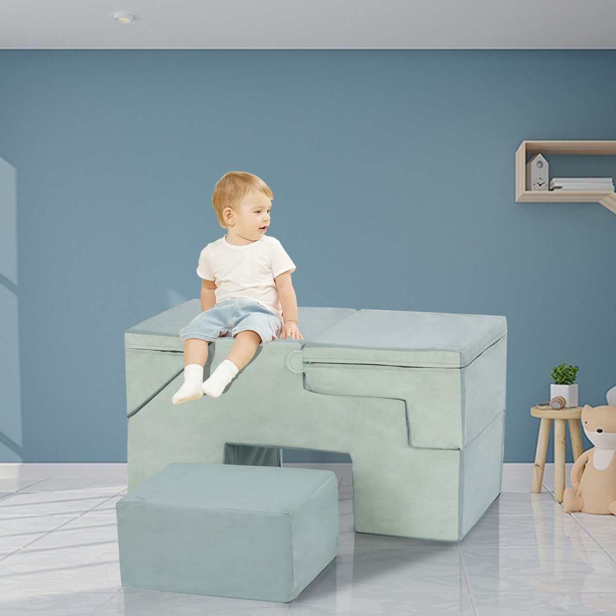 Conpsxc Play Couch Sofa For Kids Tunnel Climber Fold Out Sofa Convertible Climb And Crawl Foam ...